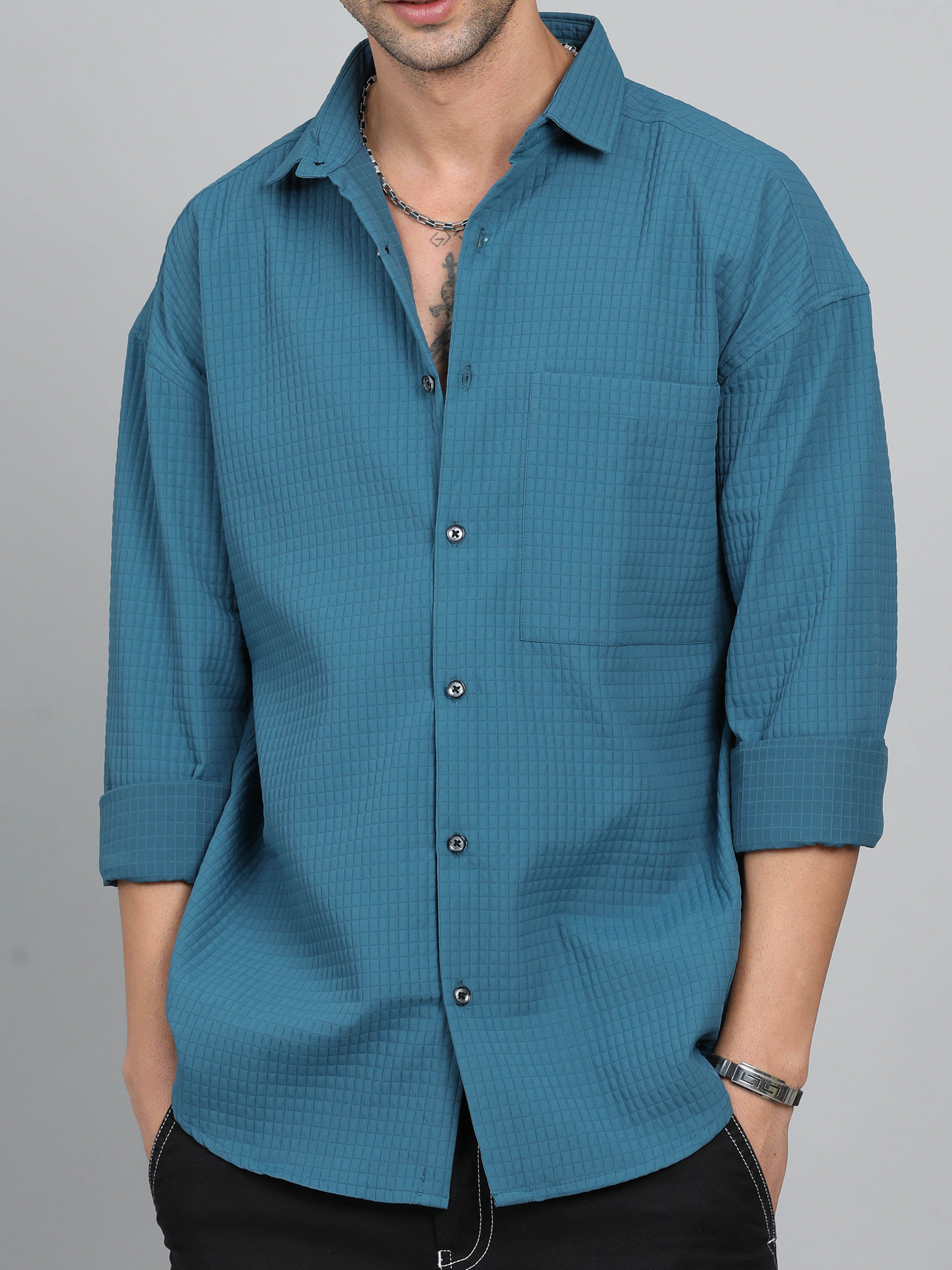 Buy Latest Blue Drop Shoulder Shirt for Men Online – Bevdaas