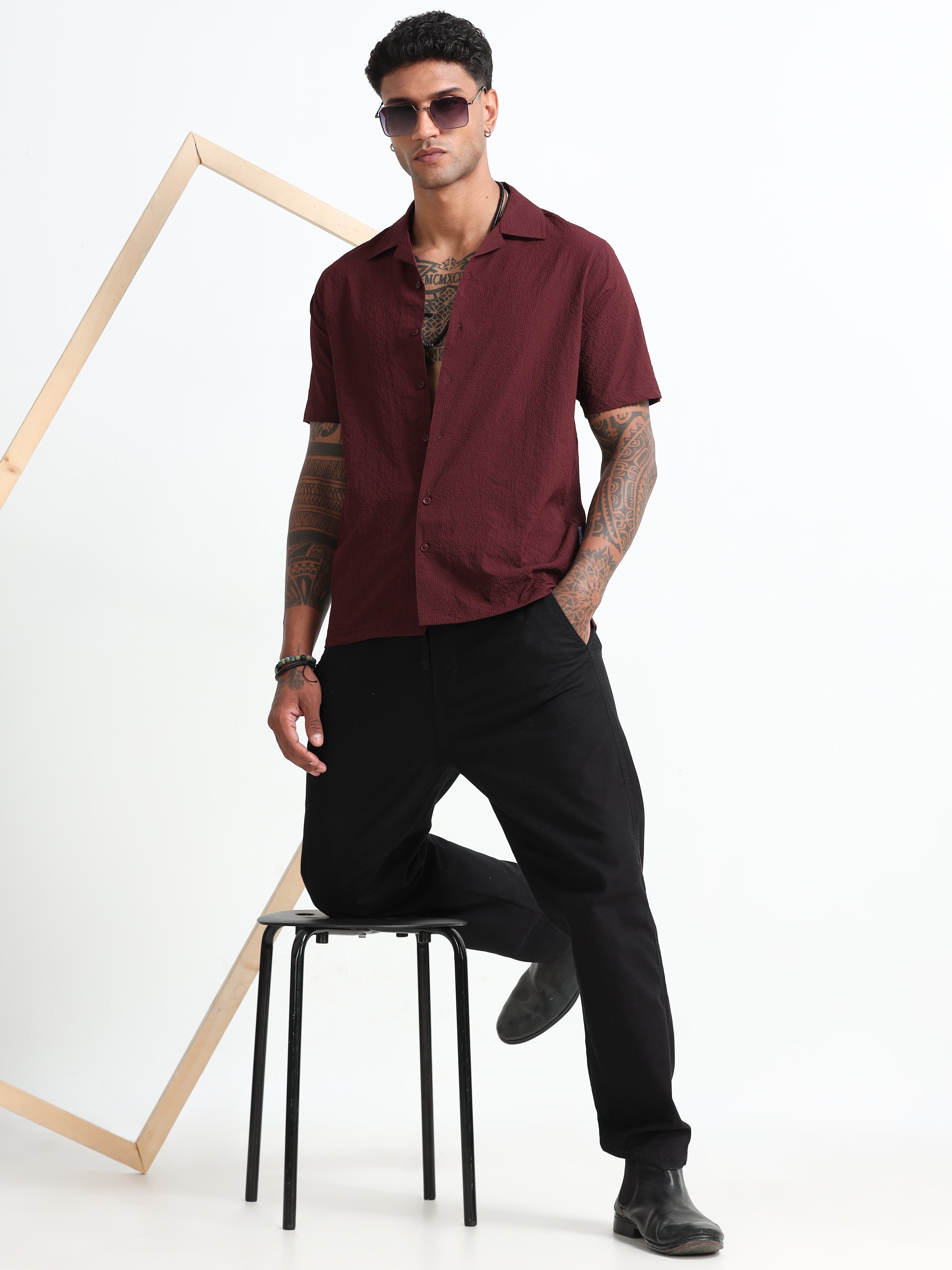 Maroon Men's Resort Shirt – Bevdaas